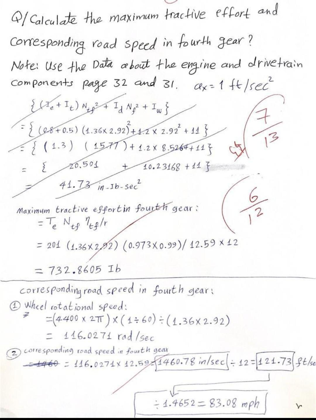 Q1 Calculate the maximum tractive effort and | Chegg.com
