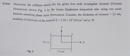 Solved Q.5(a): Determine the stiffness matrix for the given | Chegg.com