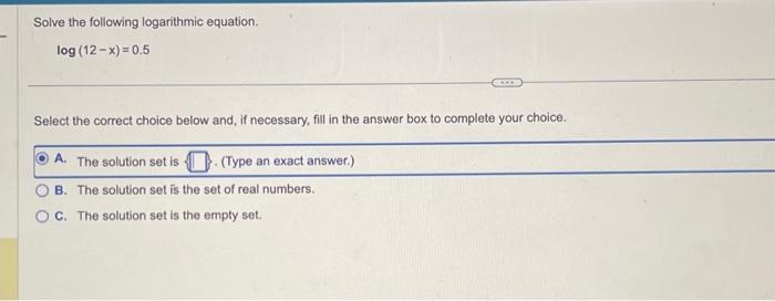 Solved Solve the following logarithmic equation. | Chegg.com