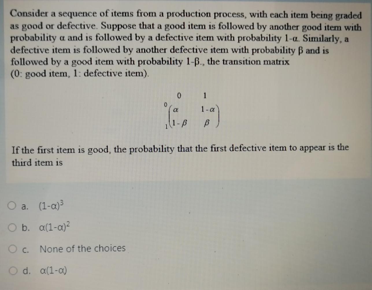 Solved Consider a sequence of items from a production | Chegg.com