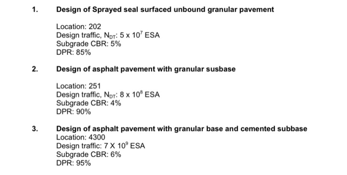 1. Design of Sprayed seal surfaced unbound granular | Chegg.com