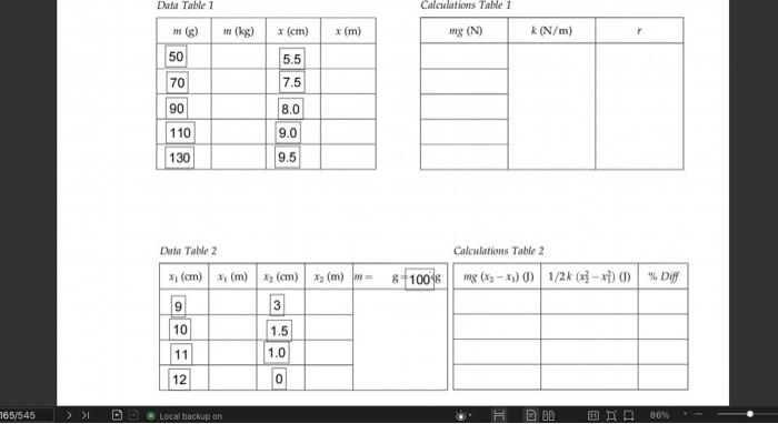Dafa Table 1 Calculations Table 1 Data Table 2 | Chegg.com