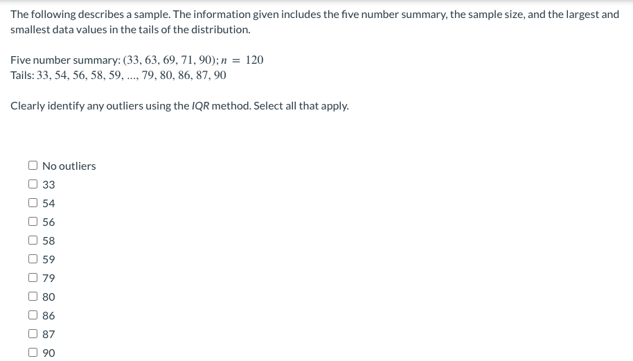 Solved The following describes a sample. The information | Chegg.com