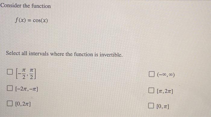 Solved Consider the function f(x)=cos(x) Select all | Chegg.com