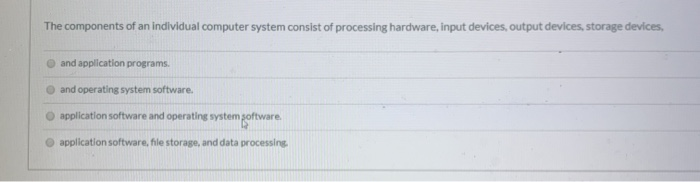 Solved The components of an individual computer system | Chegg.com