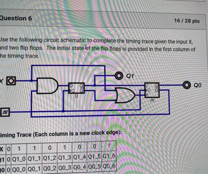 Solved Question 6 16/28 pts Jse the following circuit | Chegg.com