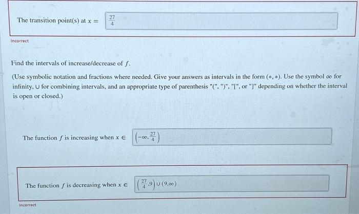 Solved Find the transition points. f(x)=x(9−x)1/3 (Use | Chegg.com