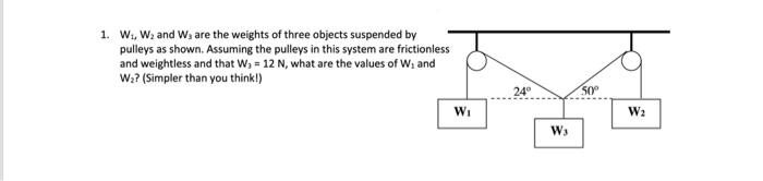 Solved 1. W1,W2 and W3 are the weights of three objects | Chegg.com