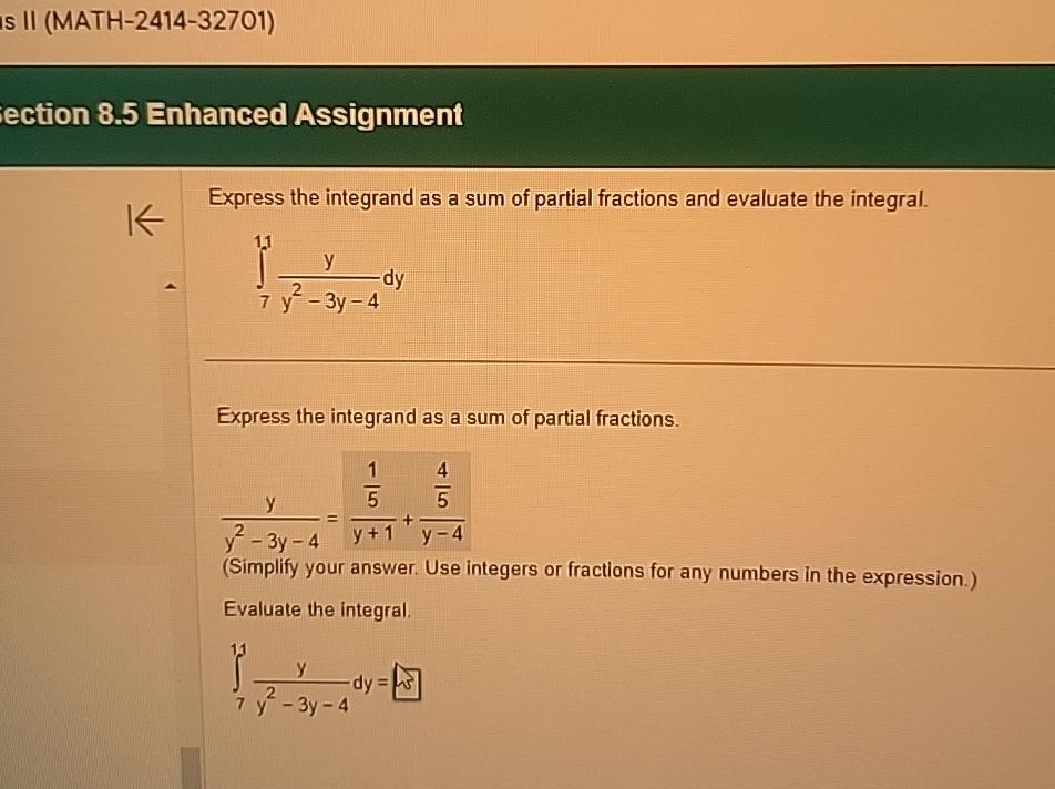 Solved s II (MATH-2414-32701)ection 8.5 ﻿Enhanced | Chegg.com