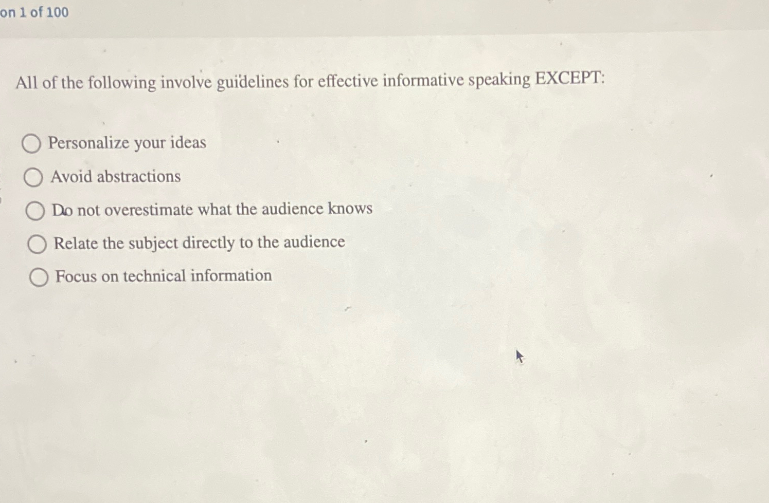 Solved on 1 ﻿of 100All of the following involve guidelines | Chegg.com