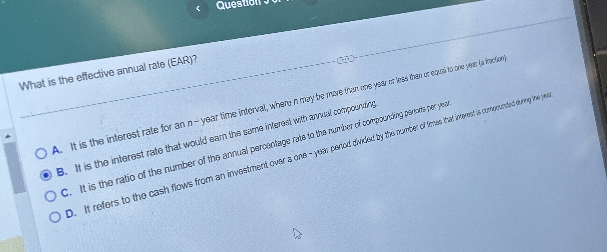 Solved What is the effective annual rate (EAR)?Questionq,A. | Chegg.com