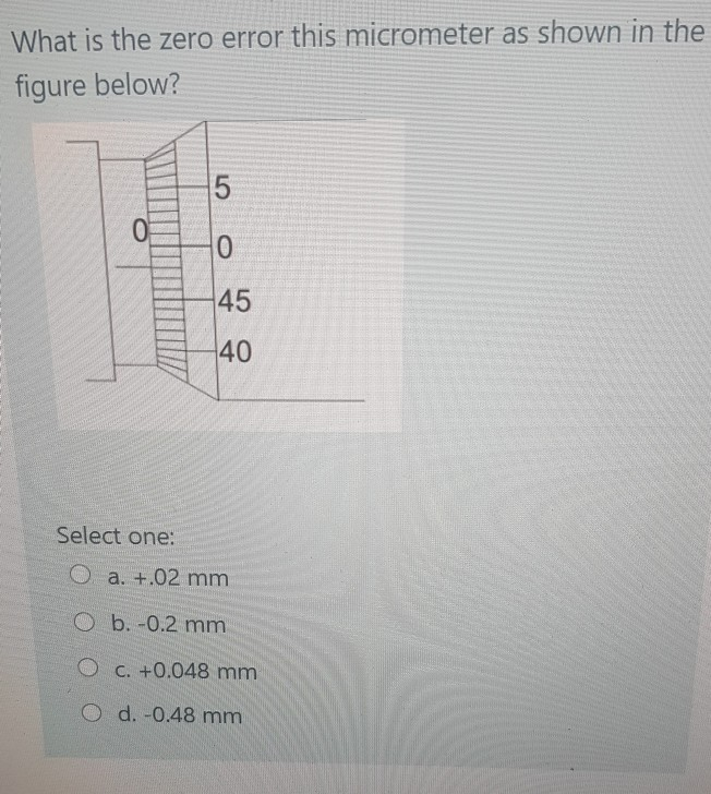 Solved What is the zero error this micrometer as shown in | Chegg.com