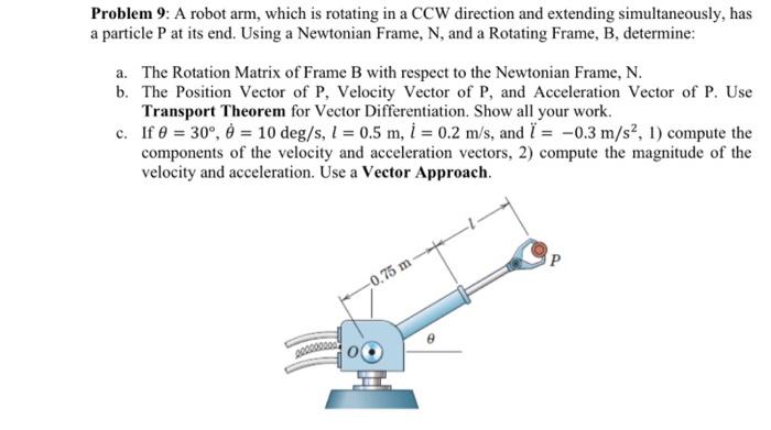 Solved Problem 9: A robot arm, which is rotating in a CCW | Chegg.com