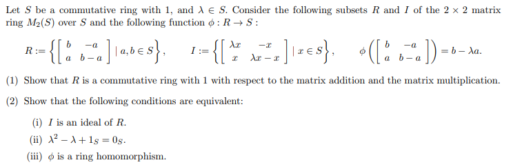 Solved Let S ﻿be a commutative ring with 1 , ﻿and λinS. | Chegg.com