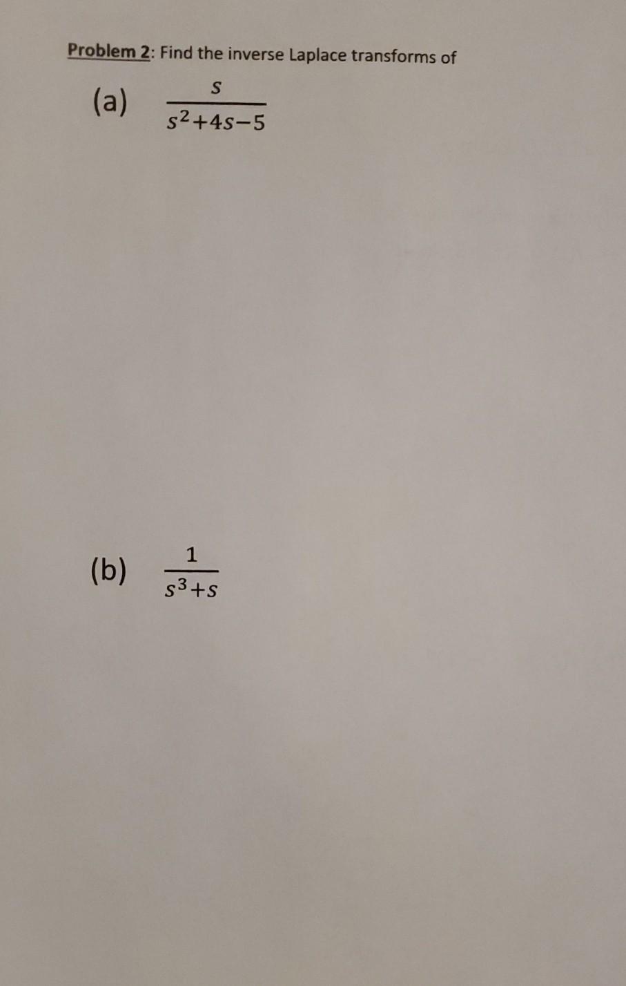 Solved Problem 2: Find the inverse Laplace transforms of S | Chegg.com