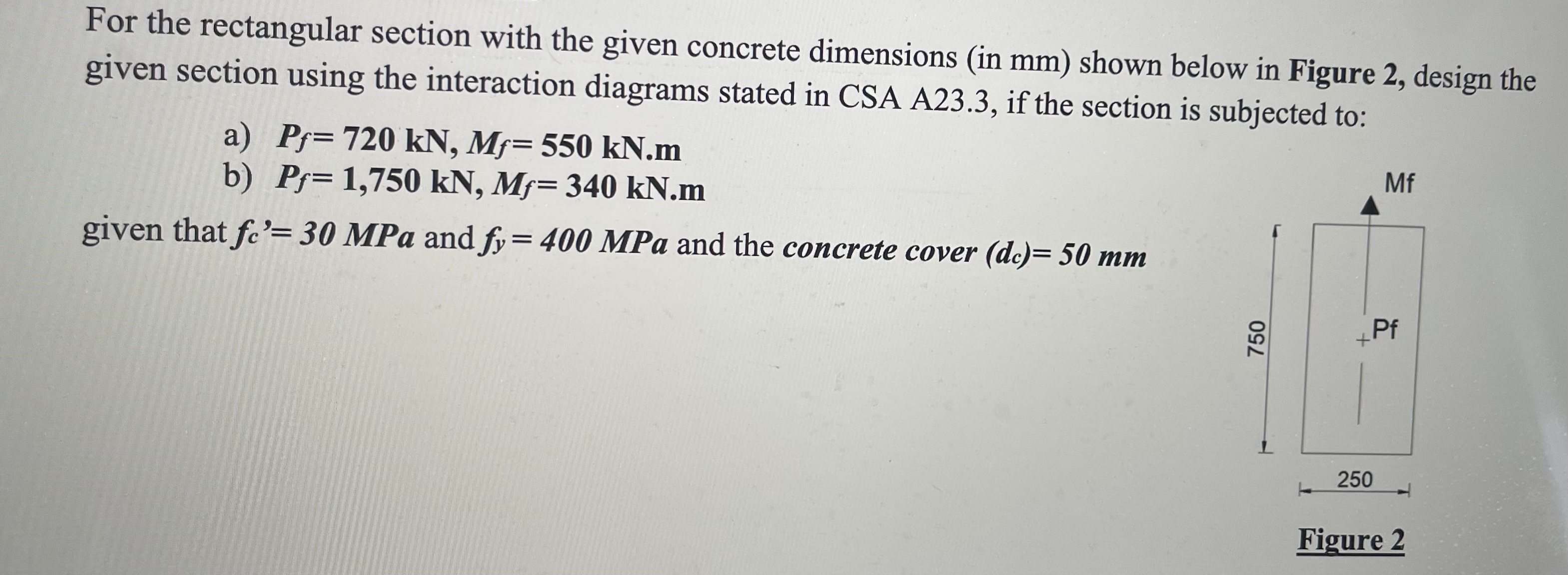 Solved For the rectangular section with the given concrete | Chegg.com