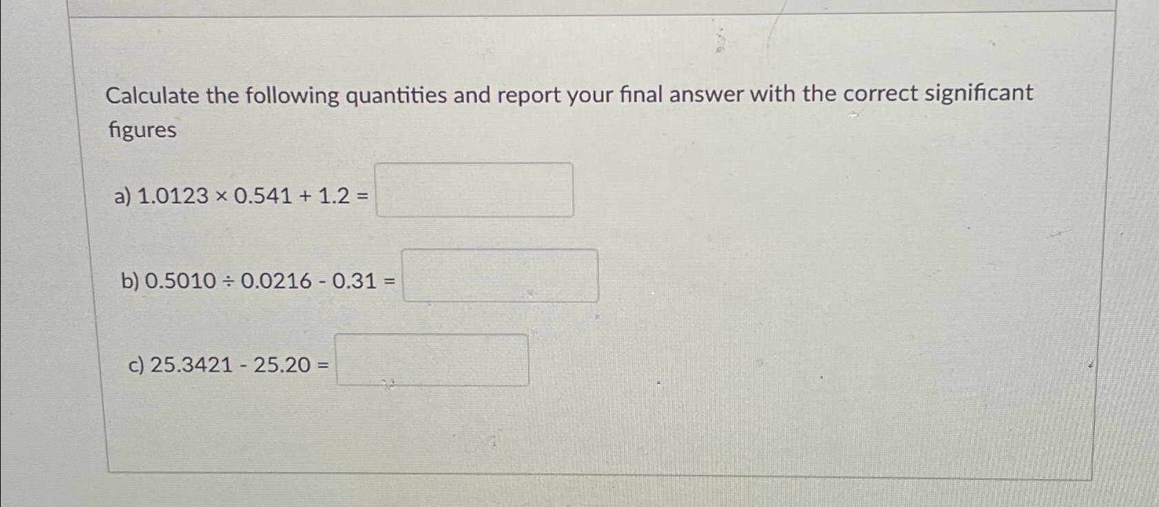 Solved Calculate the following quantities and report your | Chegg.com