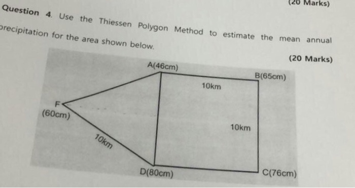 Solved (20 Marks) Question 4. Use the Thiessen Polygon | Chegg.com