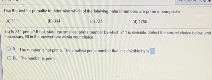 Solved Use the test for primality to determine which of the | Chegg.com