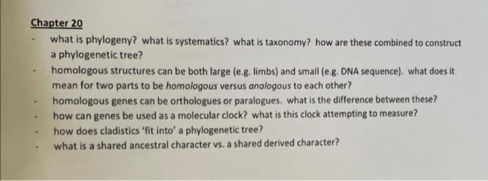 Solved Chapter 20 what is phylogeny? what is systematics? | Chegg.com