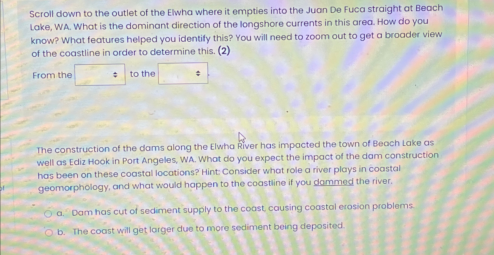 Solved Scroll down to the outlet of the Elwha where it | Chegg.com