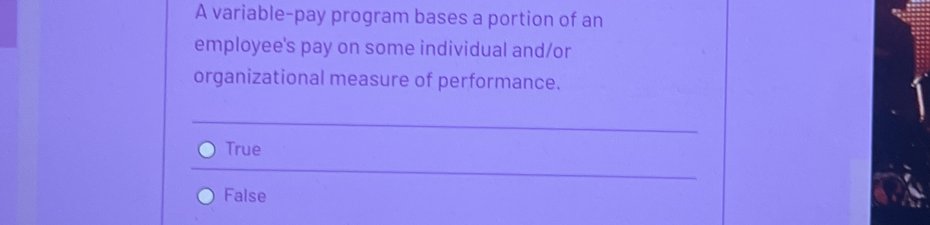 Solved A variable-pay program bases a portion of | Chegg.com