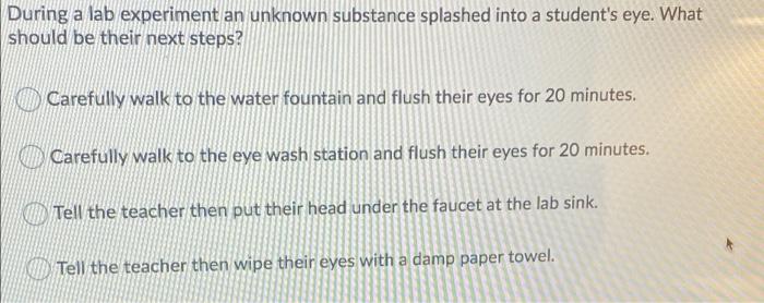 Solved During a lab experiment an unknown substance splashed | Chegg.com