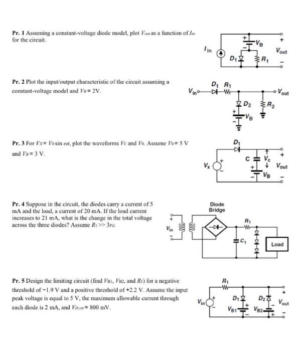 Solved Pr. 1 Assuming a constant-voltage diode model, plot | Chegg.com