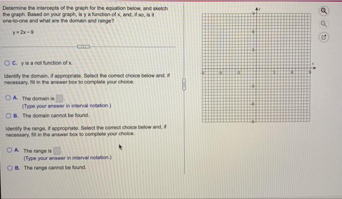 Solved Determine the intercepts, graph the function, and | Chegg.com