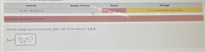 Solved Find the average value of the function f(x)=5e2 on | Chegg.com
