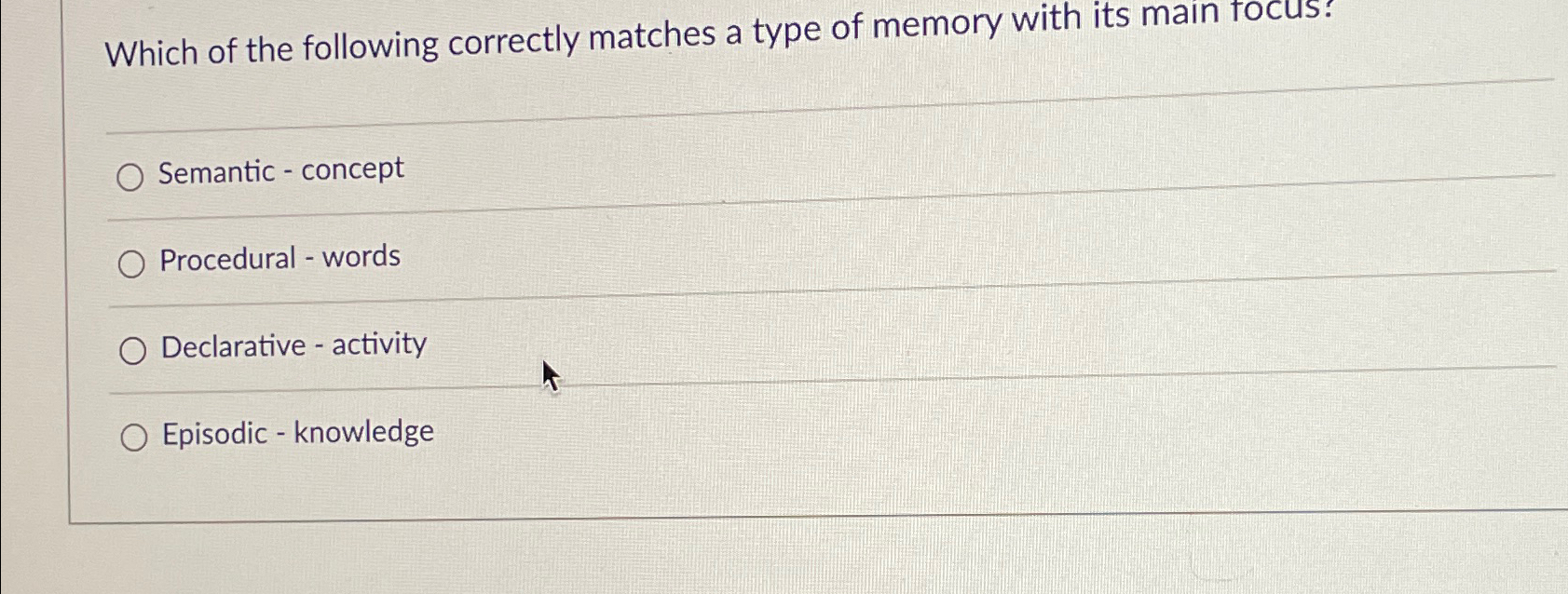 Solved Which of the following correctly matches a type of | Chegg.com