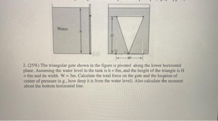 Solved Wat 2. (25%) The triangular gate shown in the figure | Chegg.com
