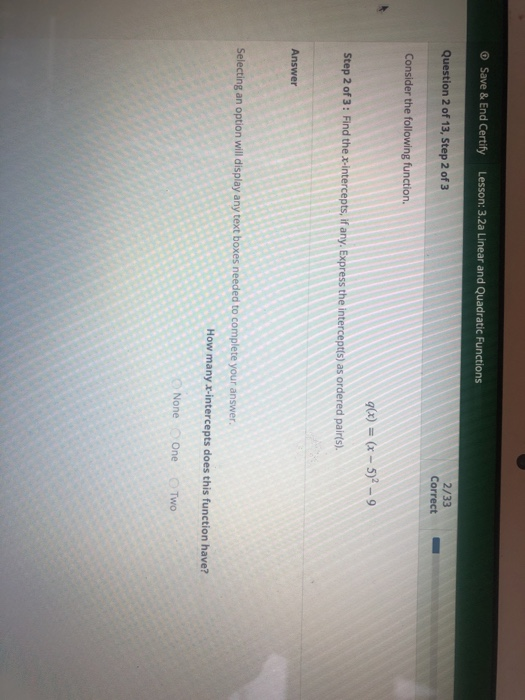 Solved O Save & End Certify Lesson: 3.2a Linear and | Chegg.com