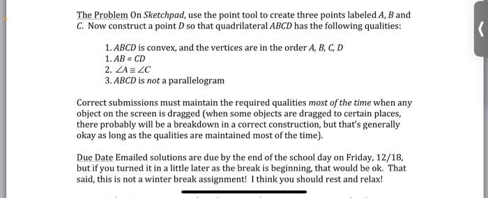 The Problem On Sketchpad, use the point tool to | Chegg.com