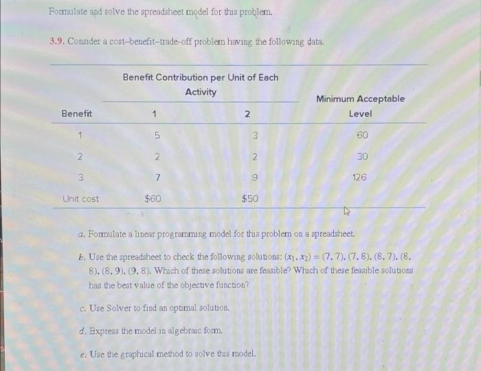 Solved Formulate and solve the spreadsheet model for this | Chegg.com