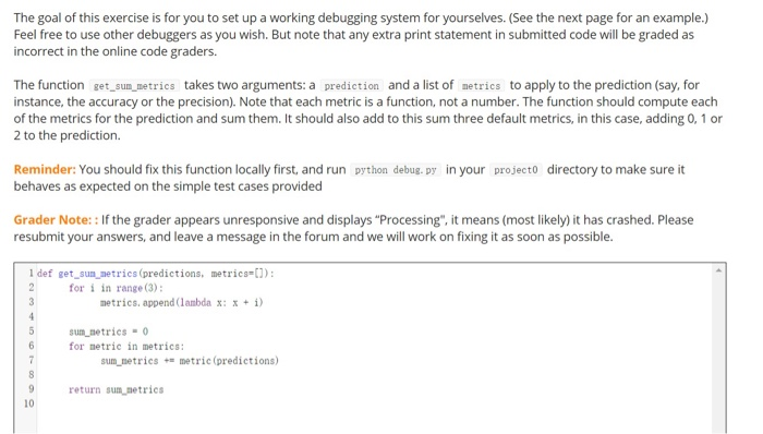 The goal of this exercise is for you to set up a | Chegg.com