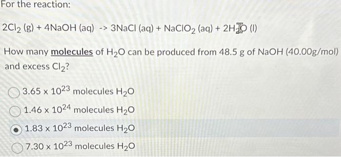 Solved For the reaction: 2Cl2( | Chegg.com