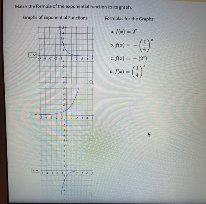 Solved Match the formula of the exponential function to its | Chegg.com