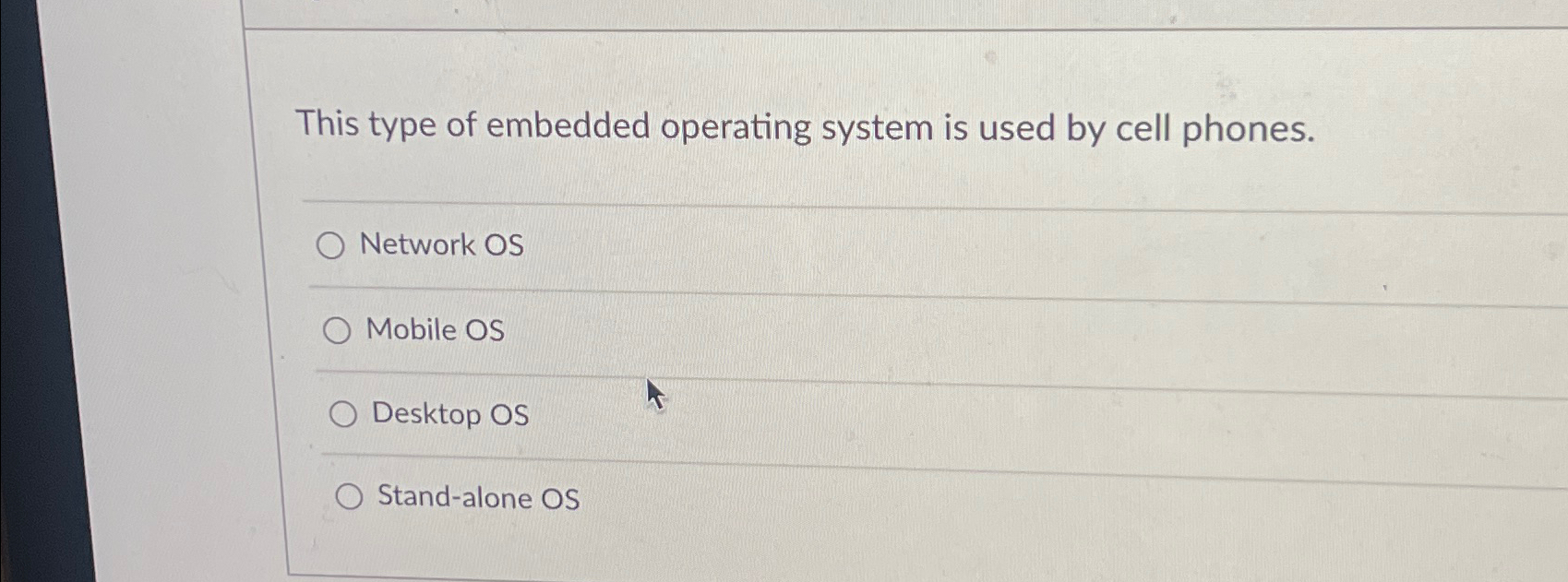 This type of embedded operating system is used by | Chegg.com