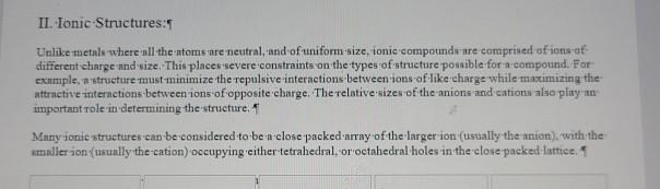 Solved IL Tonic Structures: Unlike metals where all the | Chegg.com
