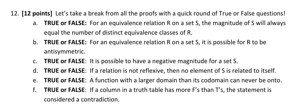 Solved [12 ﻿points] ﻿Let's take a break from all the proofs | Chegg.com