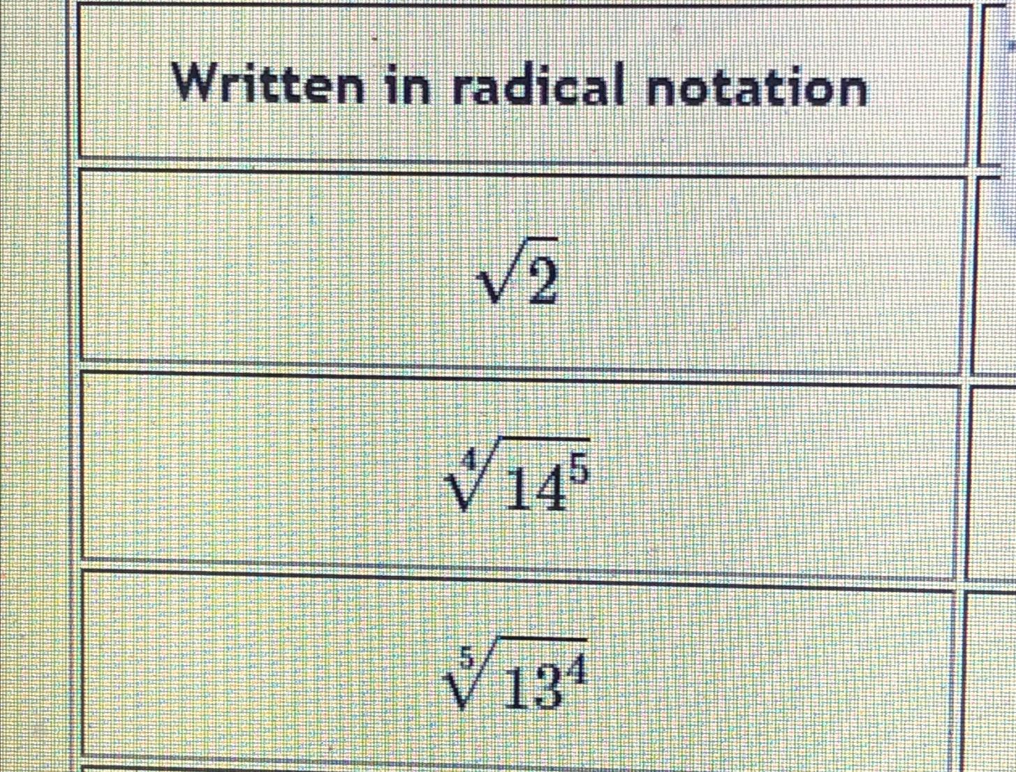 Solved Written in radical notation2214541345 | Chegg.com