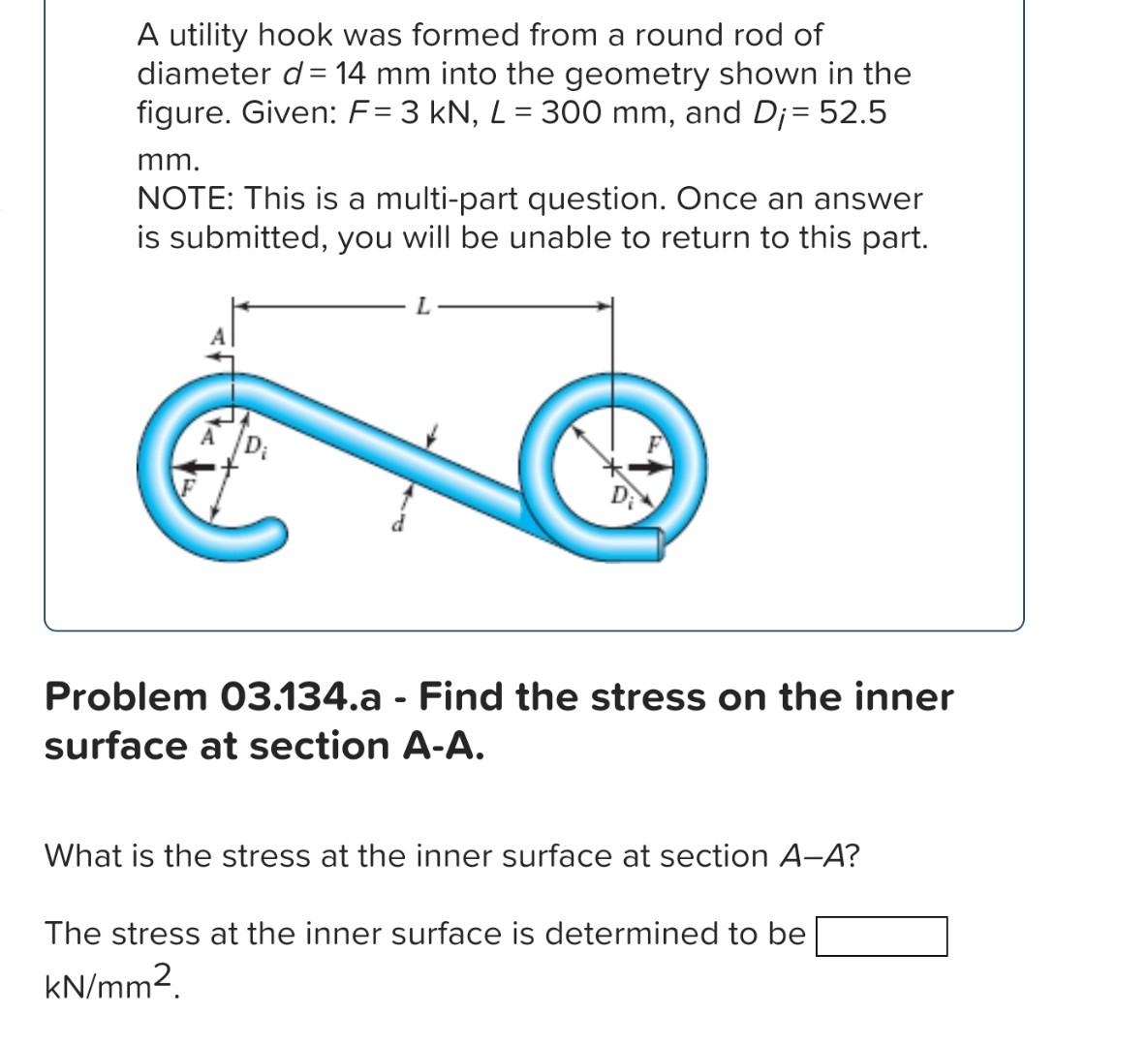 Solved A utility hook was formed from a round rod of | Chegg.com
