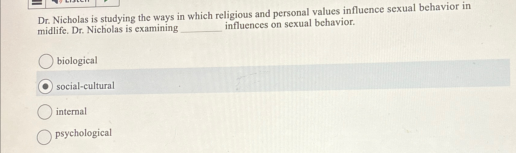 Solved Dr. ﻿Nicholas is studying the ways in which religious | Chegg.com