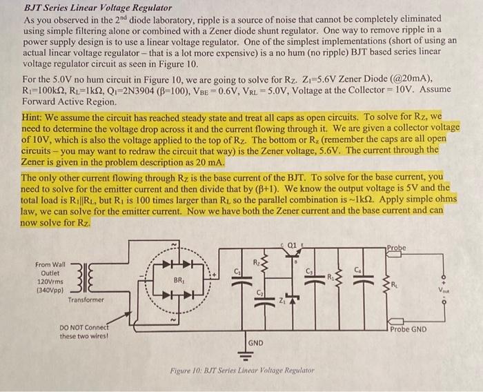 Solved BJT Series Linear Voltage Regulator As you observed | Chegg.com