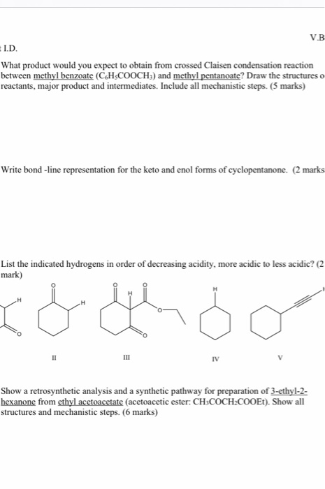 Solved V.B = I.D. What product would you expect to obtain | Chegg.com