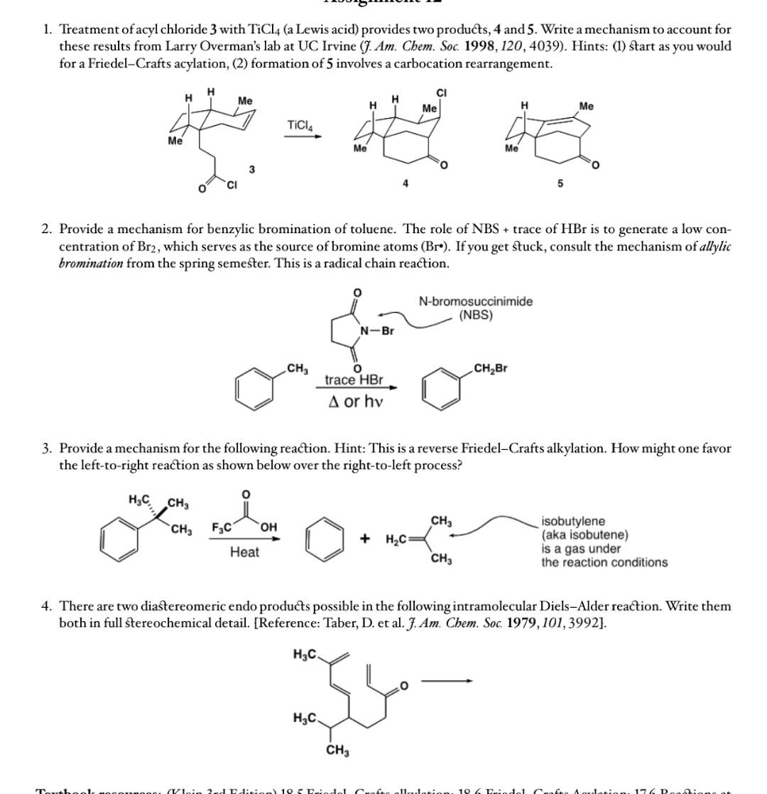 Solved 1. Treatment of acyl chloride 3 with TiCl4 (a Lewis | Chegg.com
