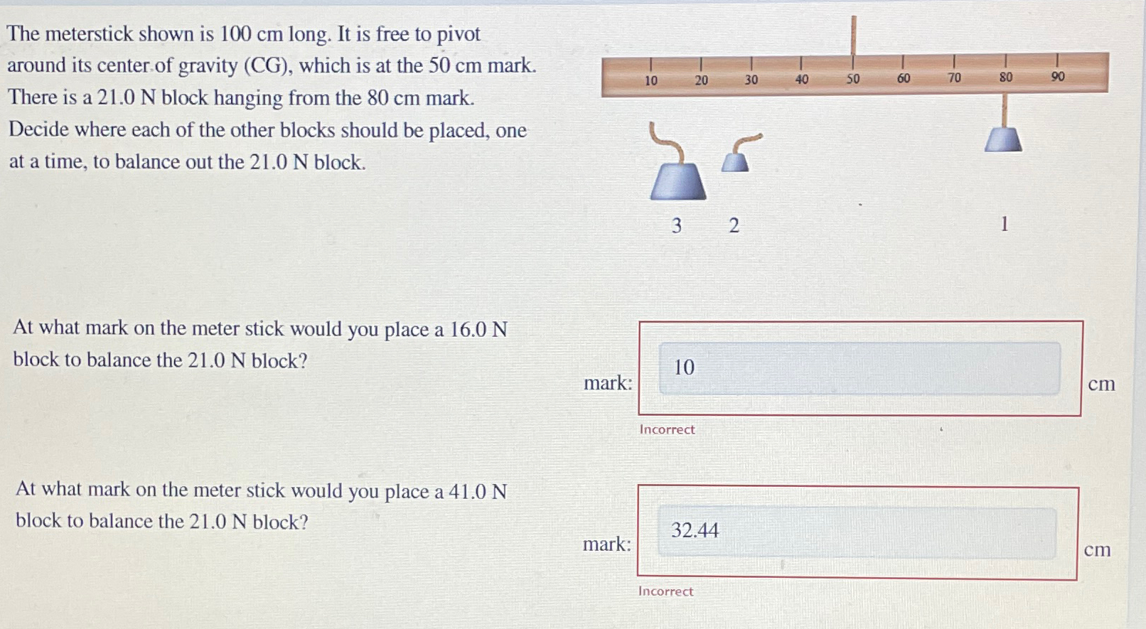 Solved The meterstick shown is 100cm ﻿long. It is free to | Chegg.com