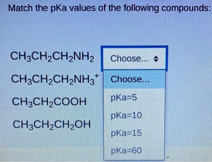 Solved Match the pKa values of the following compounds: | Chegg.com