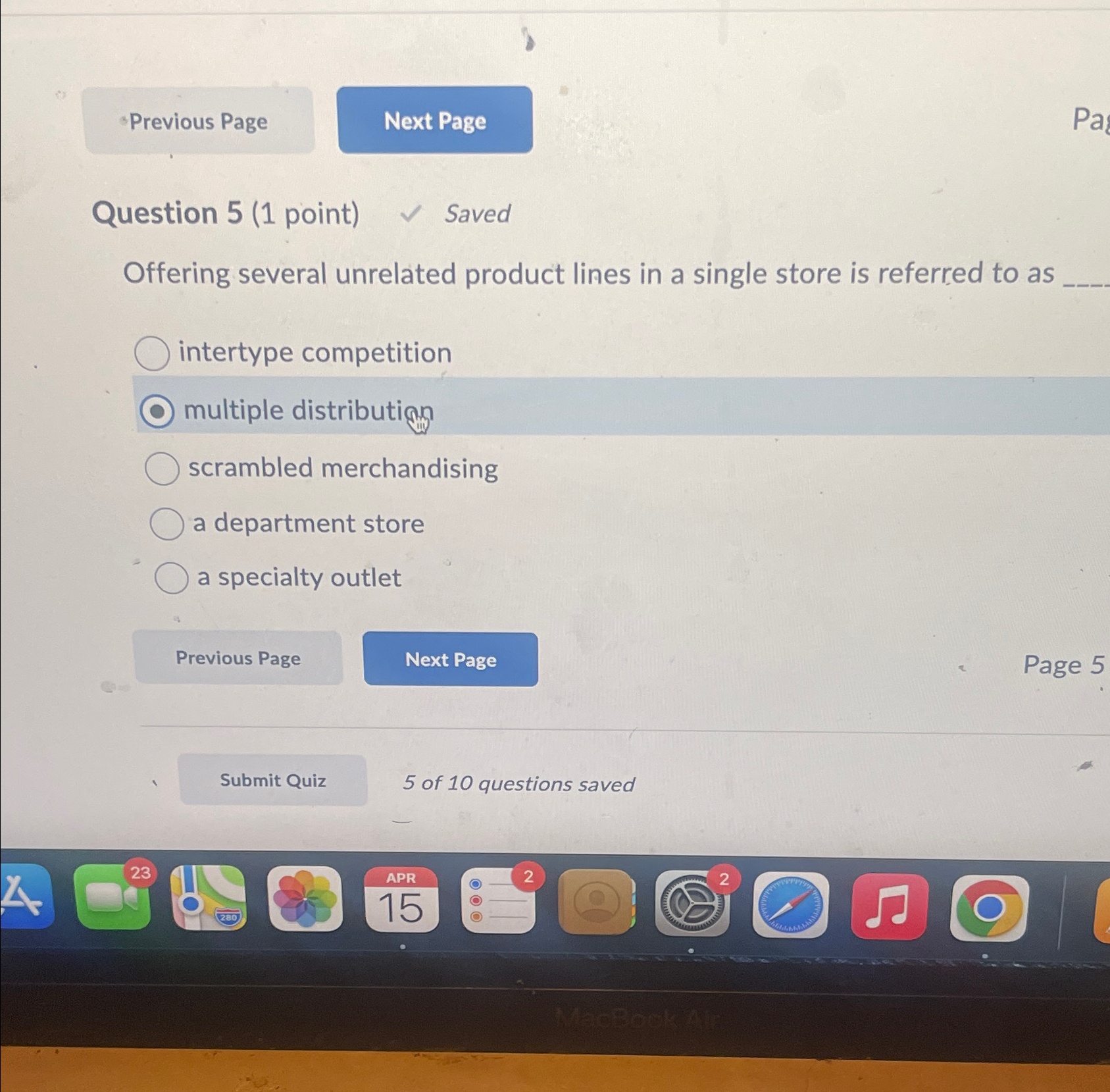 Solved Question 5 (1 ﻿point) ﻿SavedOffering several | Chegg.com